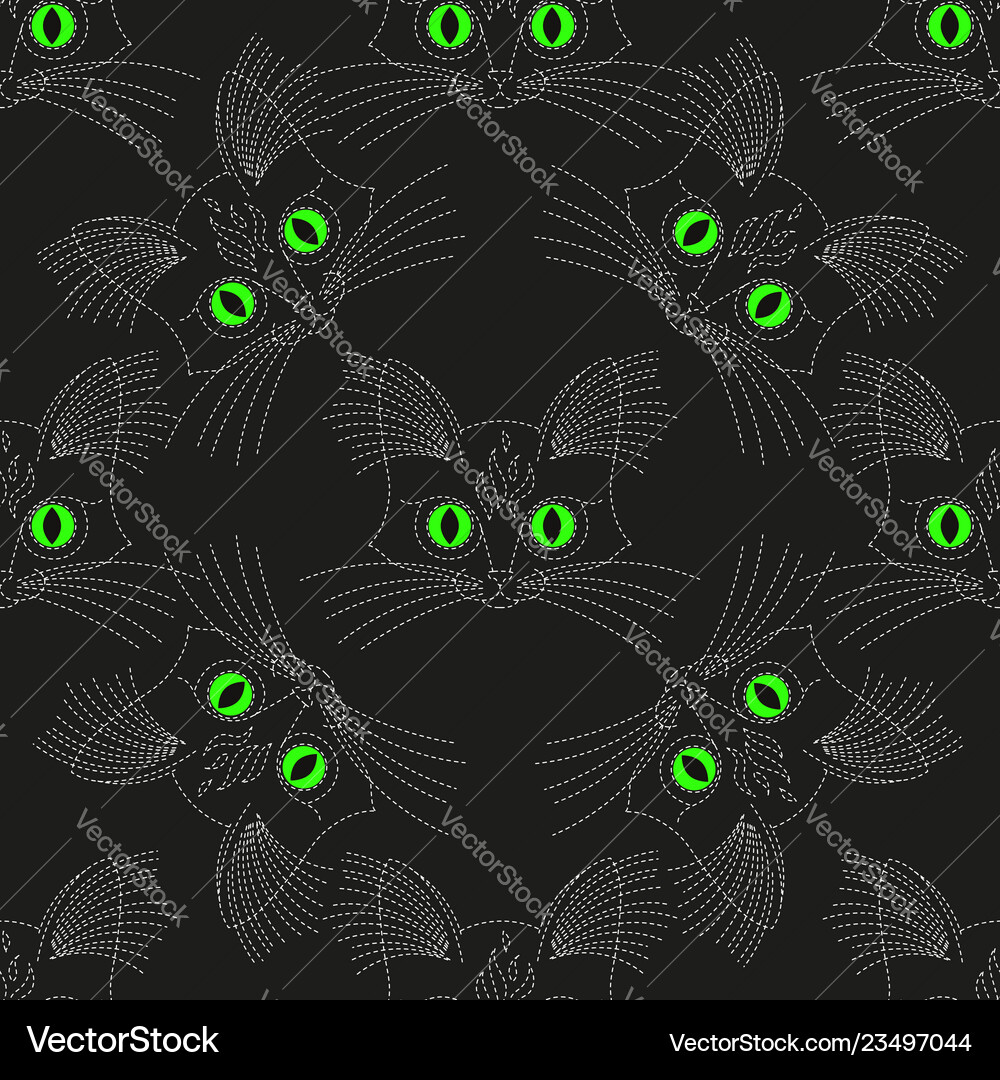 Seamless pattern with black cats Royalty Free Vector Image