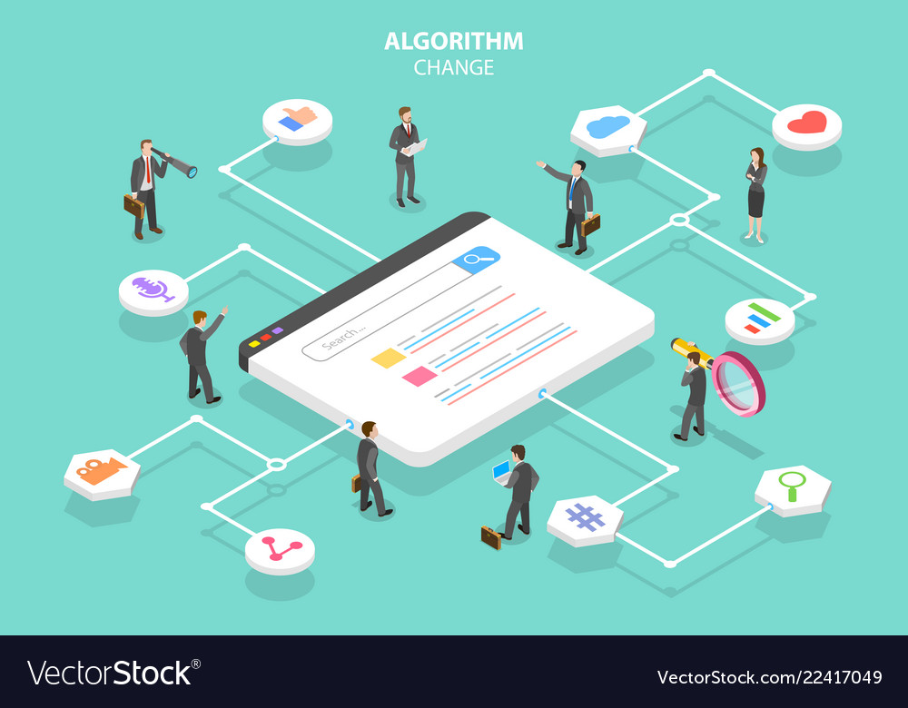 Algorithm change isometric flat conceptual Vector Image Algorithm change isometric flat conceptual Vector Image