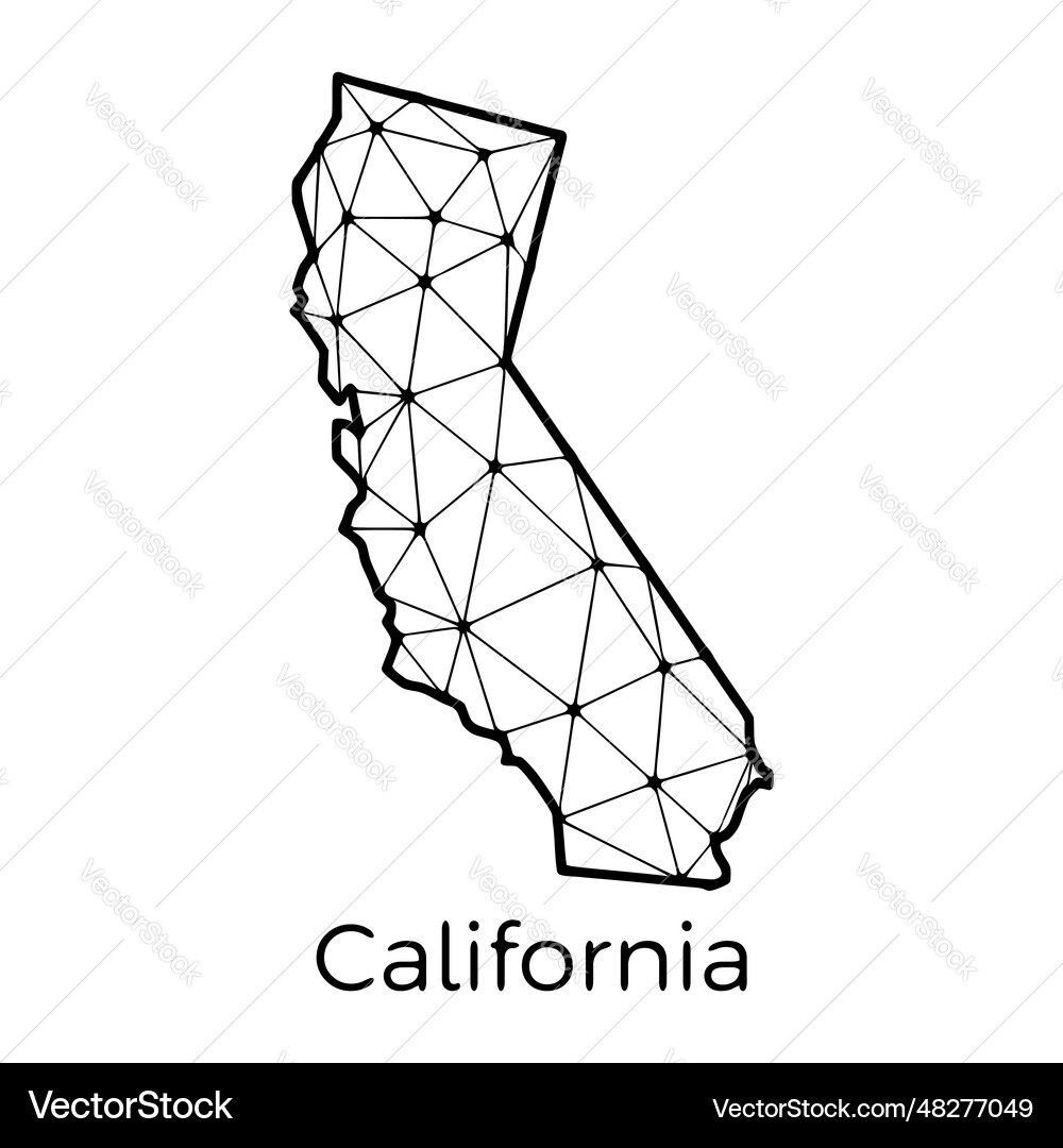 California state map polygonal made of lines Vector Image