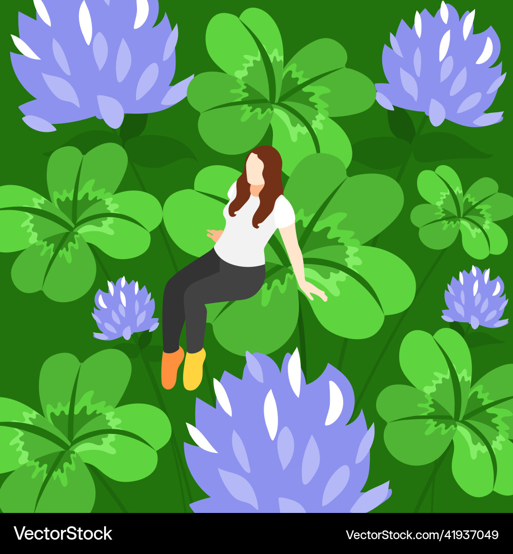 Lucky symbols floral background Royalty Free Vector Image