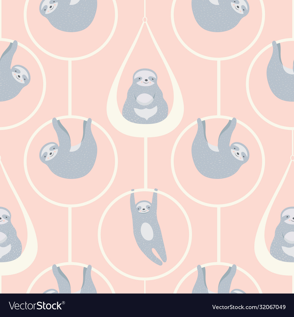 Sloth pattern seamless repeat animal Royalty Free Vector