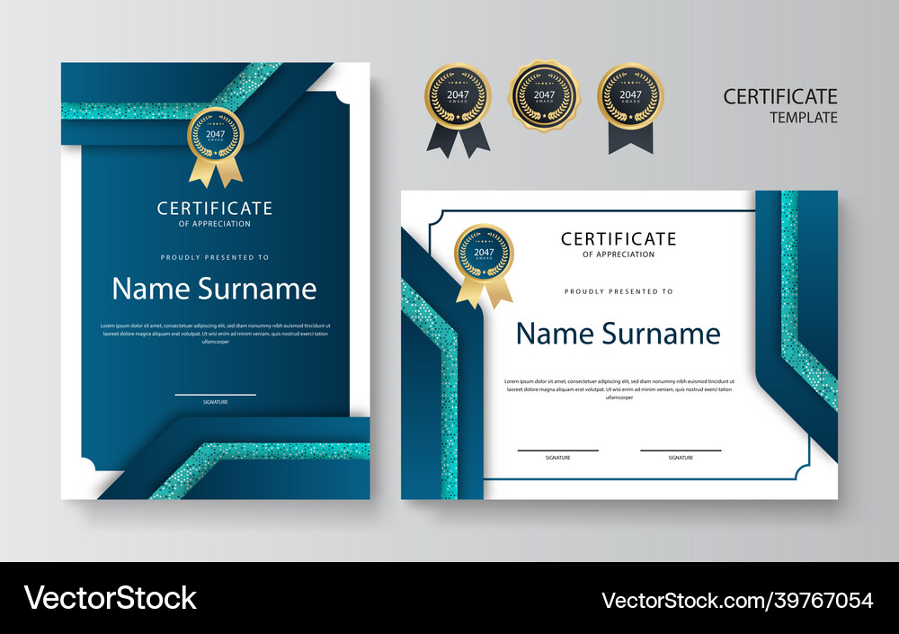Certificate of appreciation template green Vector Image