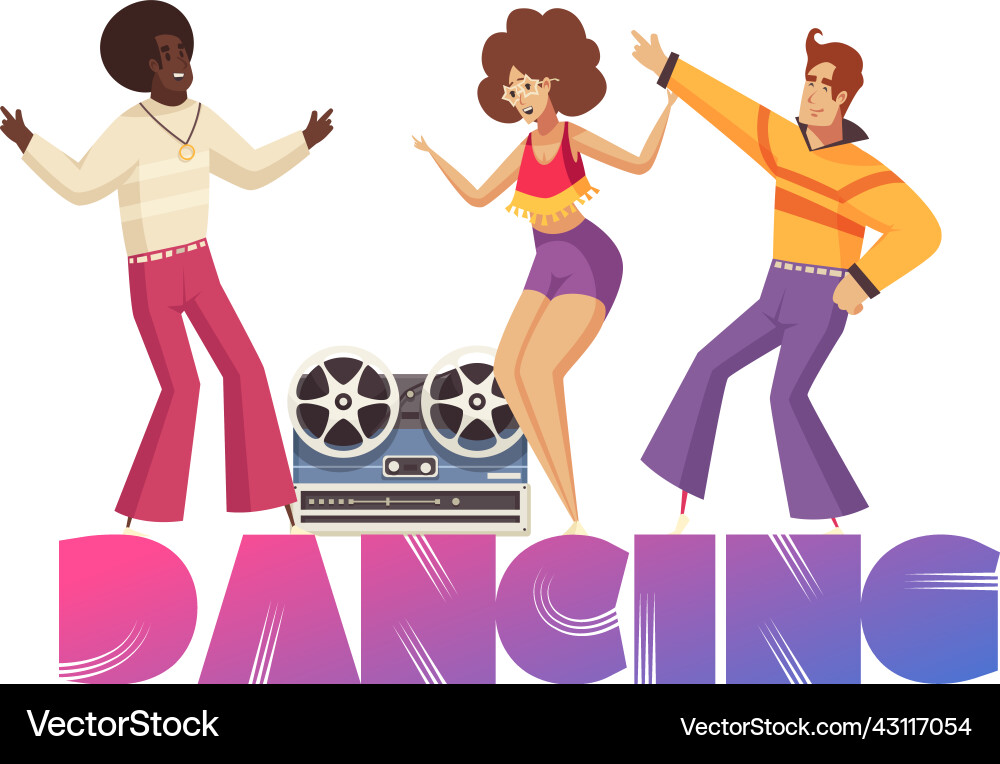 Disco dancers bobbin composition Royalty Free Vector Image