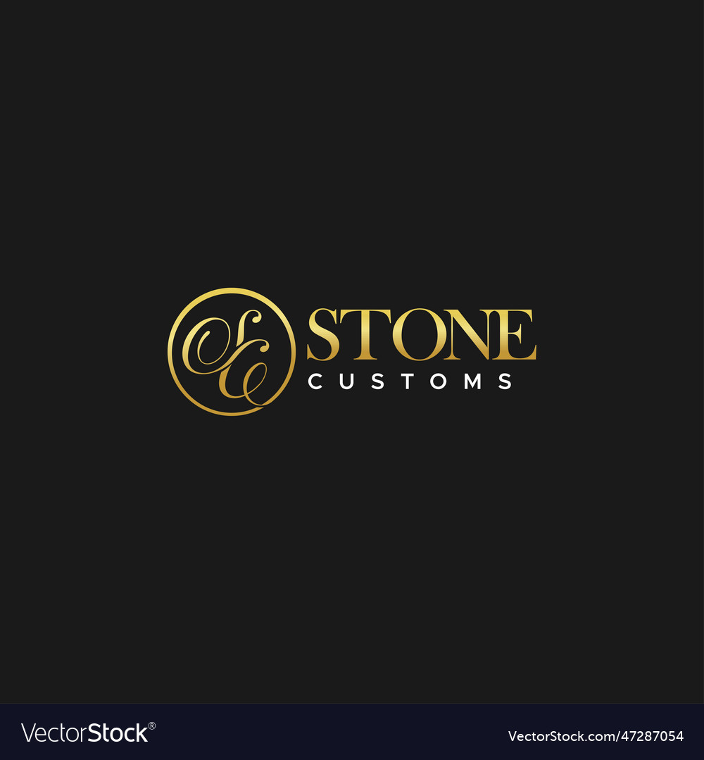 Flat letter mark initial stone customs logo design Flat letter mark initial stone customs logo design