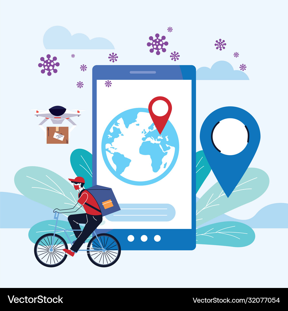 International courier with location delivery Vector Image
