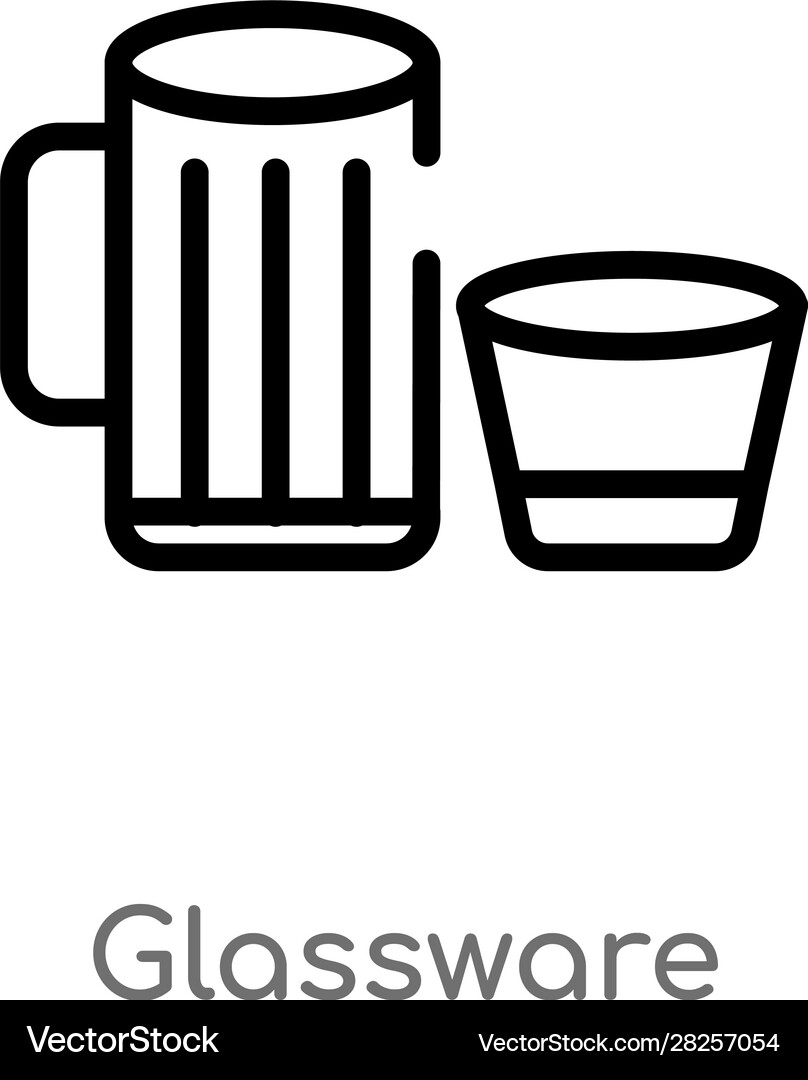 Outline glassware icon isolated black simple line Vector Image