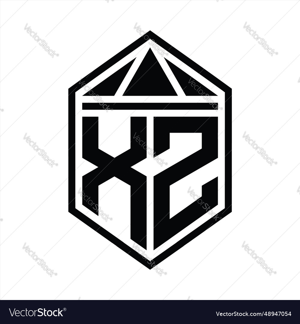 Xz letter logo monogram simple hexagon shield Vector Image