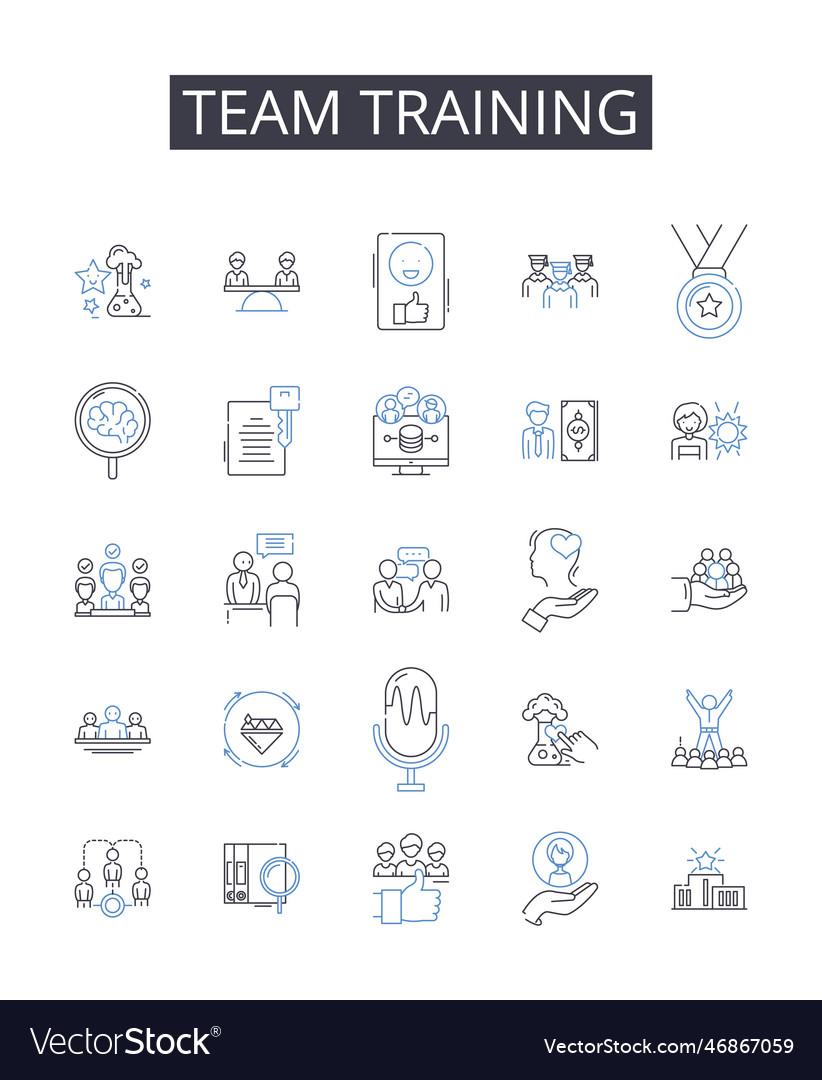 Team training line icons collection group Vector Image Team training line icons collection group Vector Image