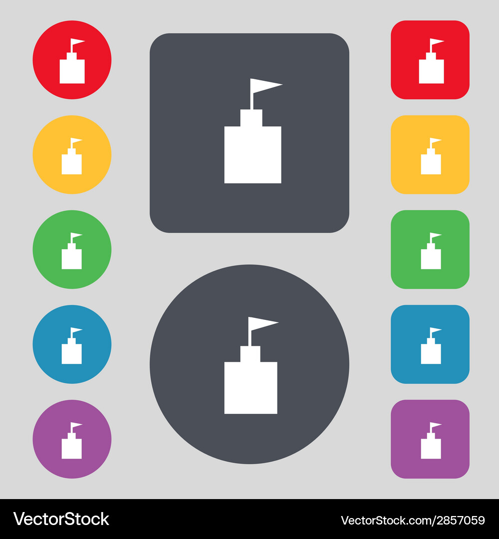 Tower icon set flat modern web colour button Vector Image