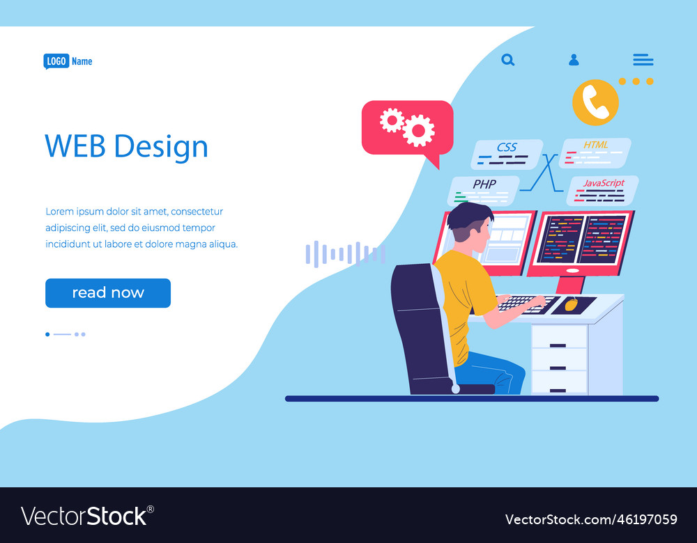 Web design landing page developer programming Vector Image Web design landing page developer programming Vector Image