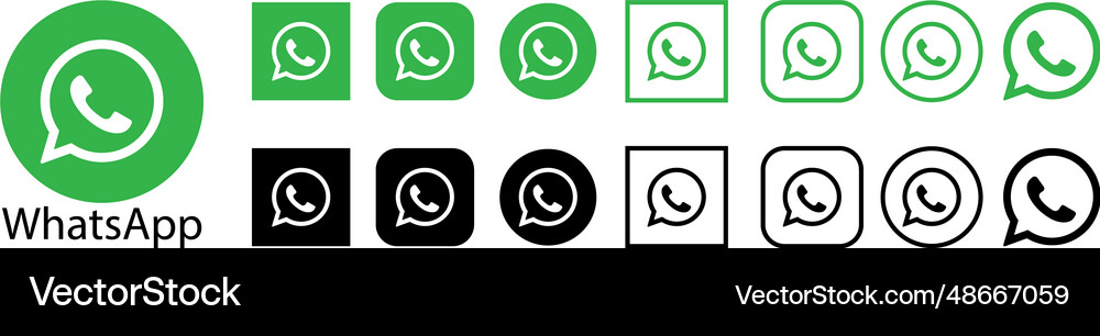 Whatsapp icons set flat line popular Royalty Free Vector