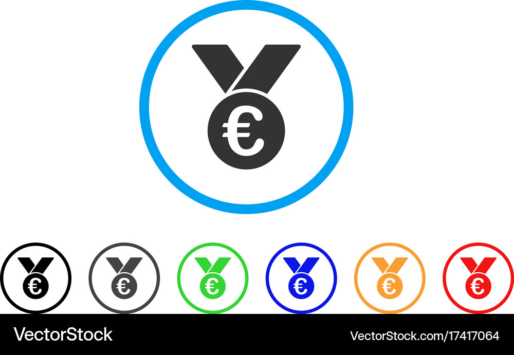 Euro prize medal rounded icon Royalty Free Vector Image