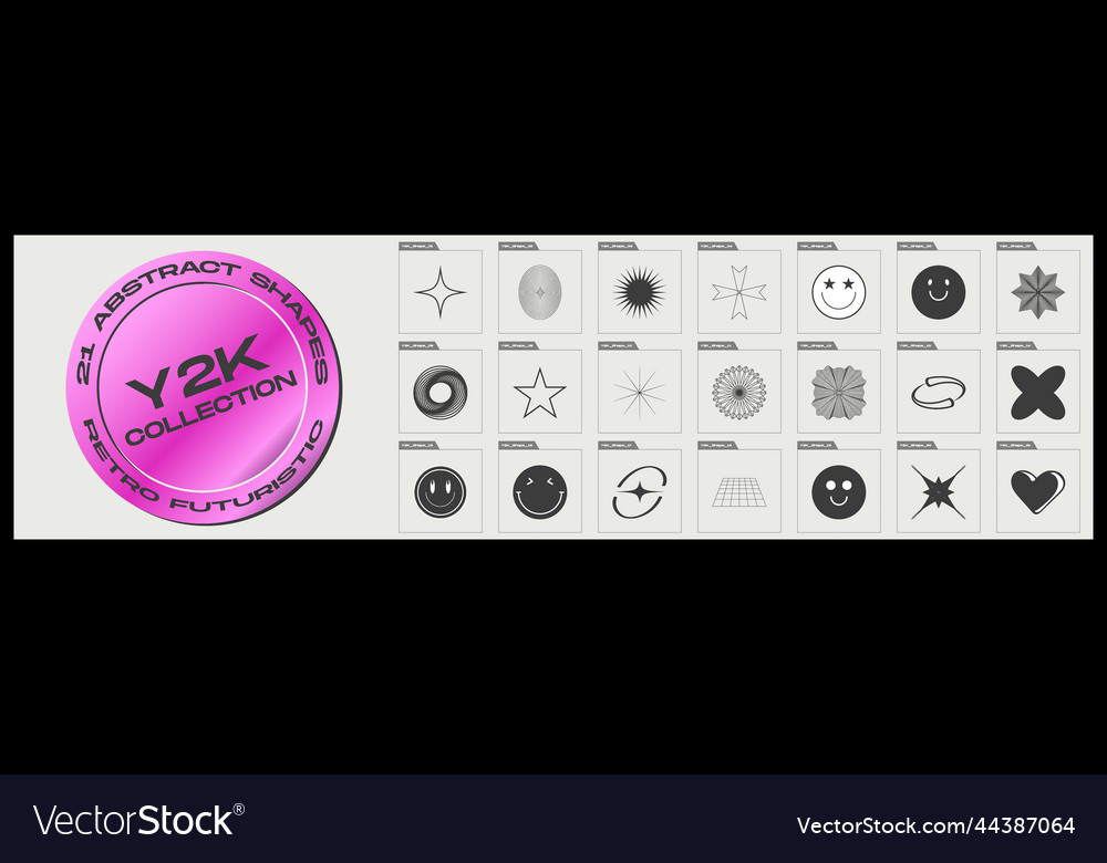 Retrofuturistic y2k geometry design elements Vector Image