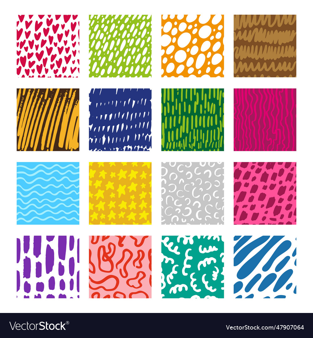 Scribble hand drawn seamless pattern kit dotted Vector Image