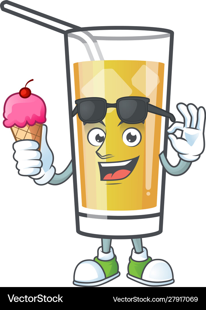 Cartoon apple cider with character with ice Vector Image
