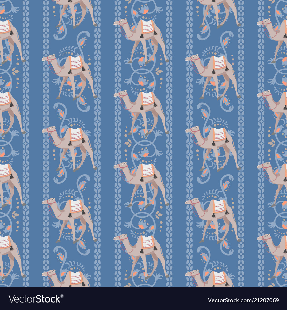 Seamless pattern with camels and oriental Vector Image