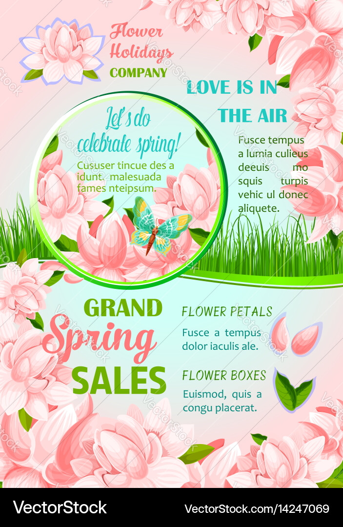 Spring holiday flowers festive poster design Vector Image