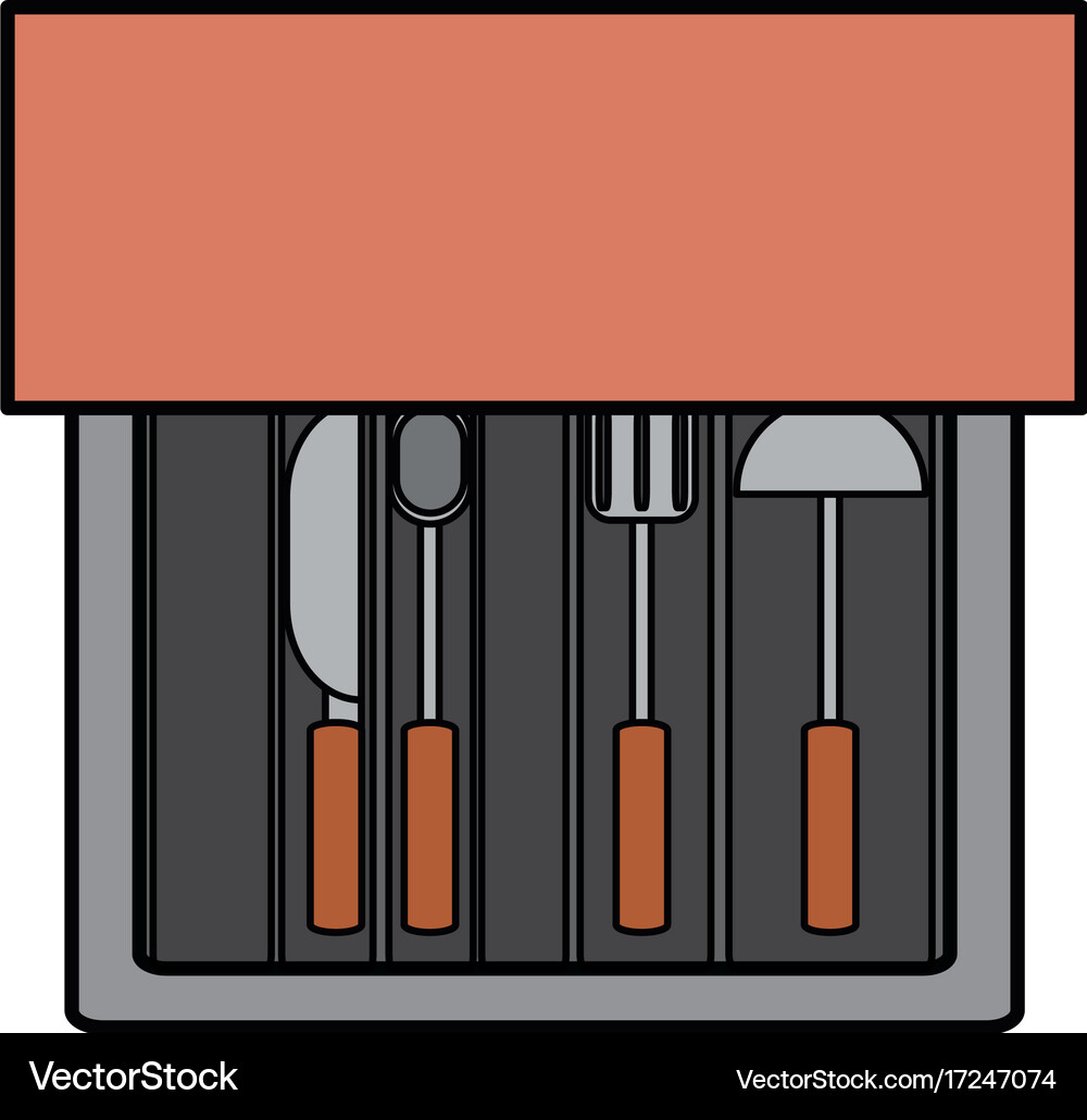 Box with cutlery icon Royalty Free Vector Image