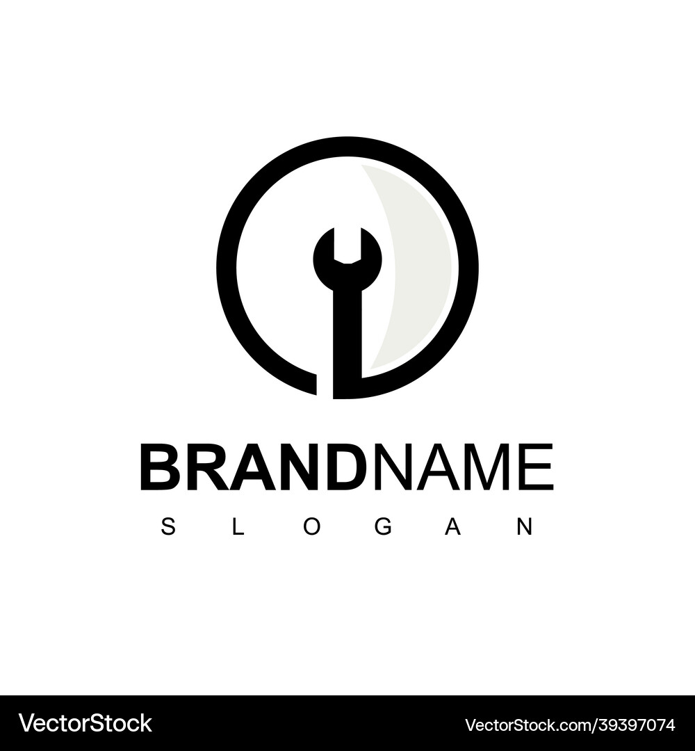 Circle wrench logo service symbol Royalty Free Vector Image