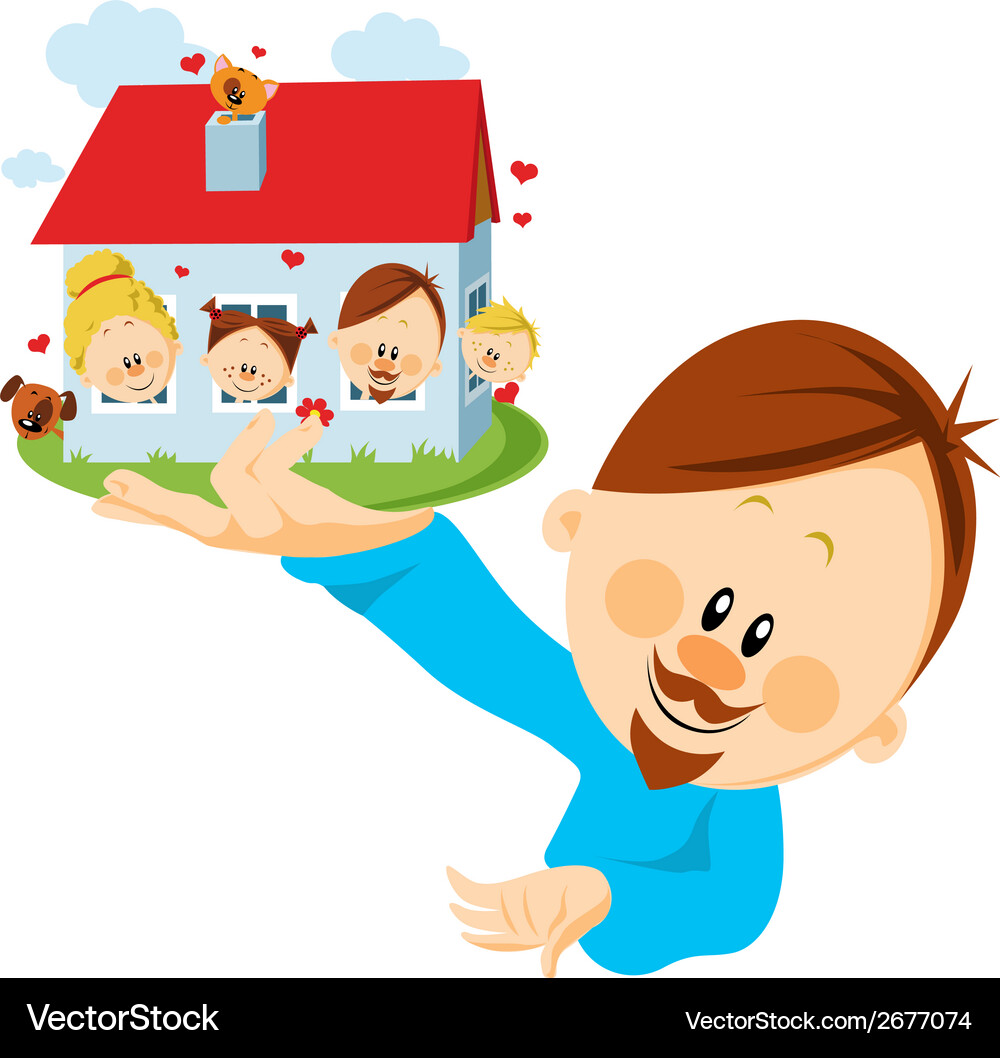 Man with house Royalty Free Vector Image - VectorStock