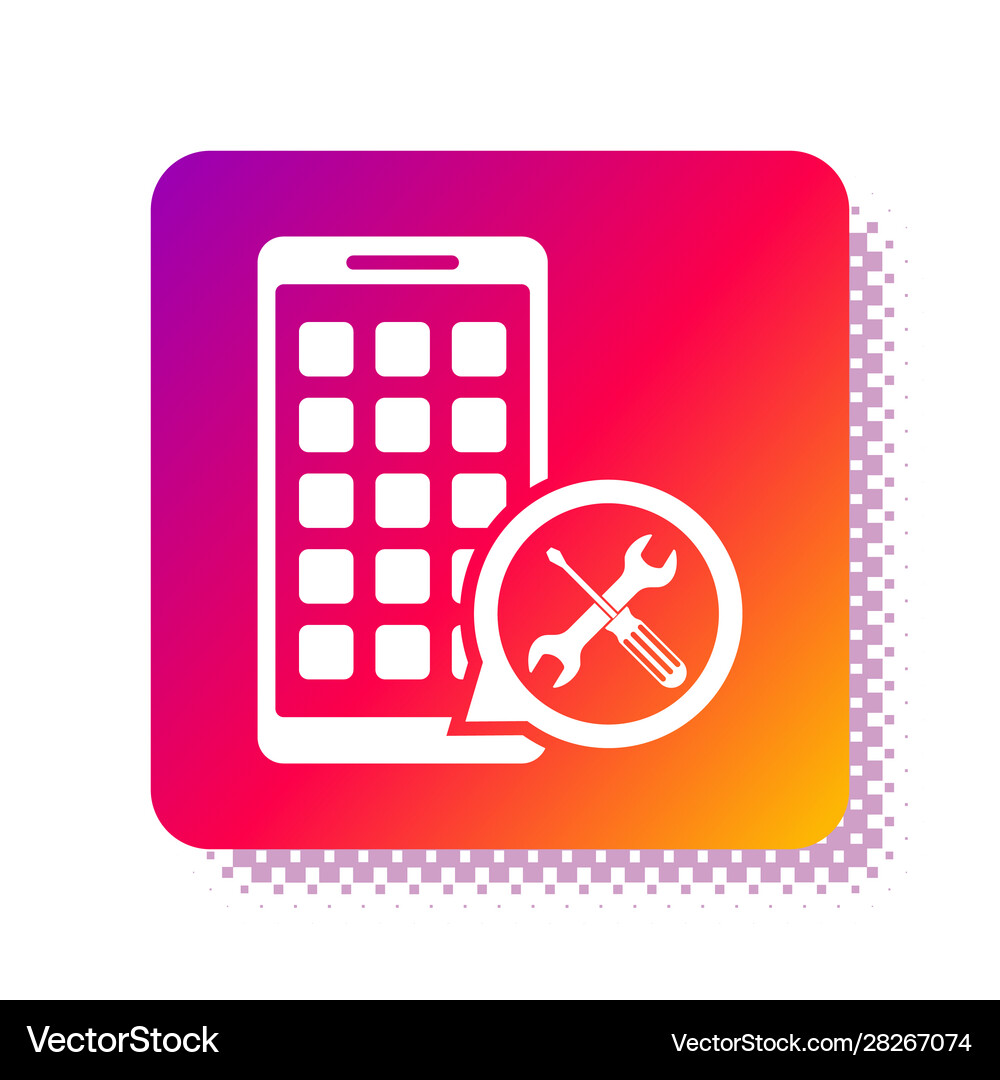 White mobile apps with screwdriver and wrench icon