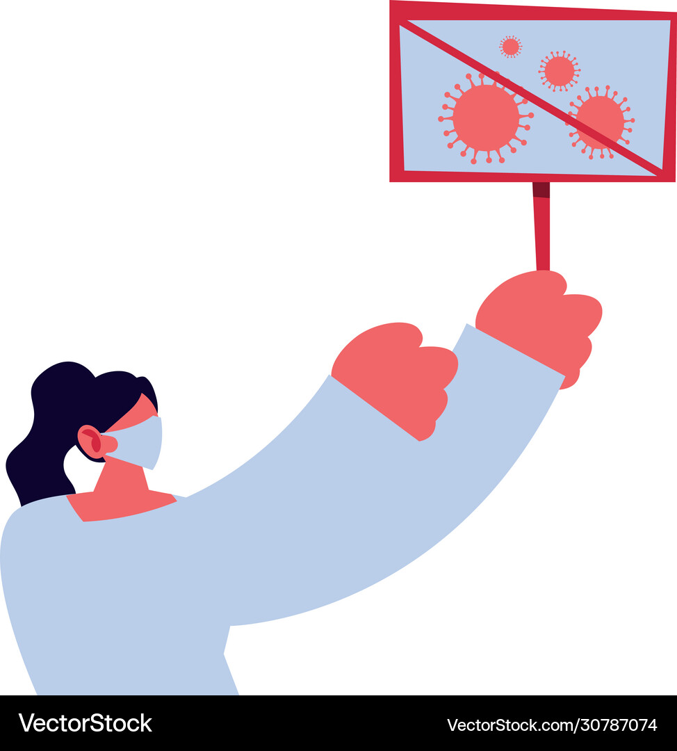 Woman warns new coronavirus Royalty Free Vector Image