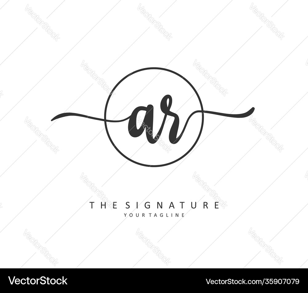 Ar initial letter handwriting and signature logo Vector Image