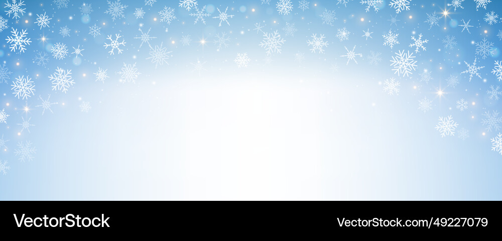 Pastel winter sky with snowflakes blue light Vector Image