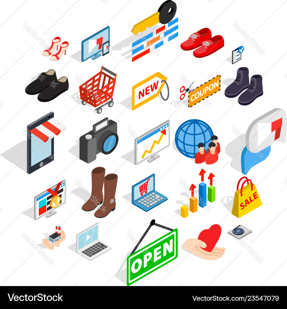 Smart advertising icons set isometric style Vector Image