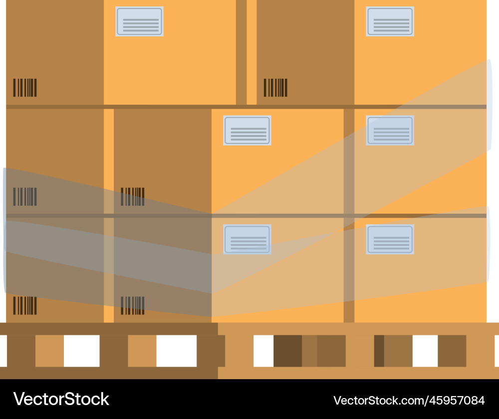 Cargo pallet with cardboard boxes warehouse Vector Image