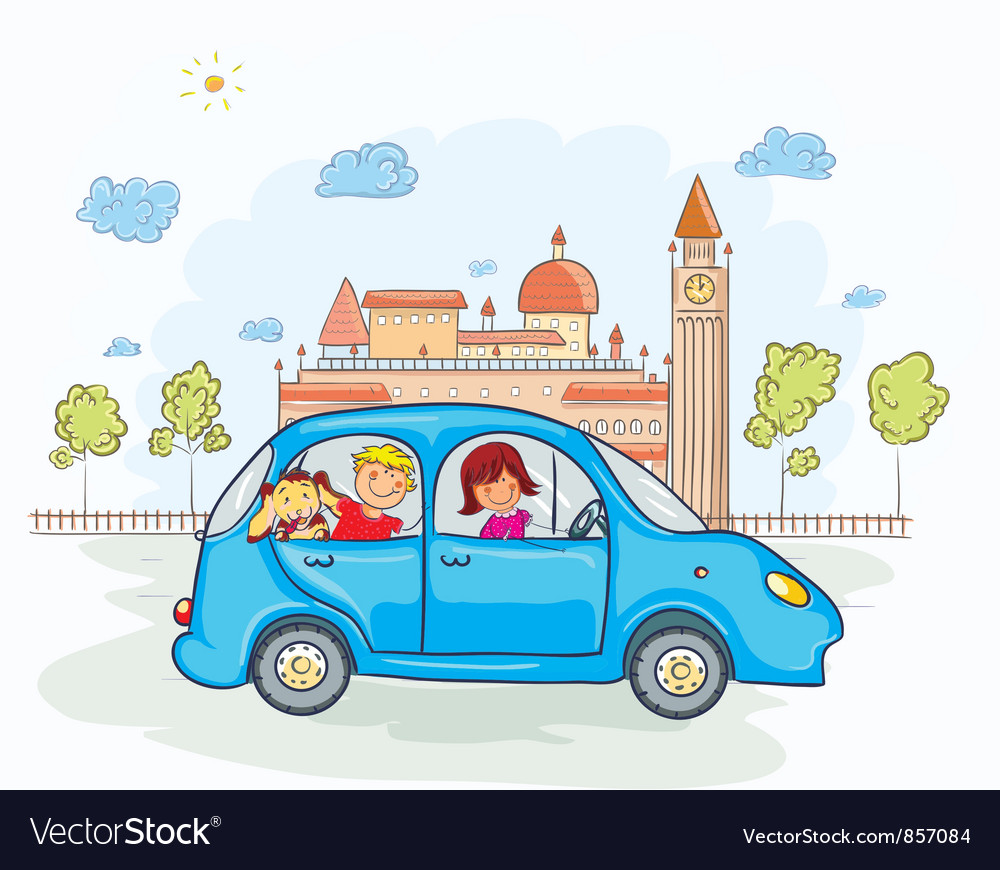 Family going for a ride Royalty Free Vector Image Family going for a ride Royalty Free Vector Image