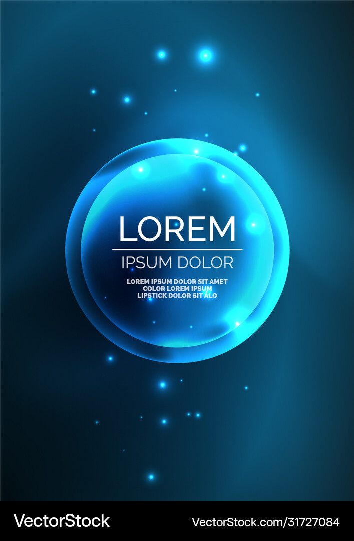 Glowing neon shiny transparent bubbles glass Vector Image