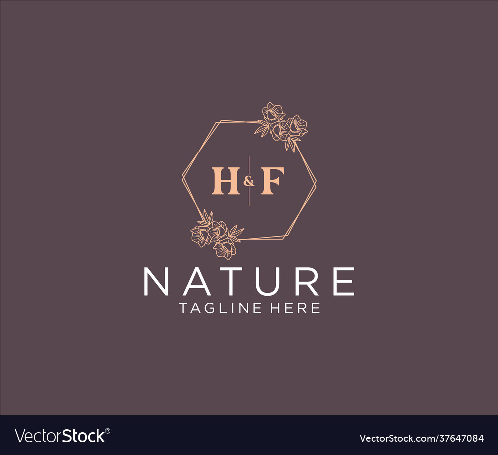 Initial hf letters floral frames botanical Vector Image Initial hf letters floral frames botanical Vector Image