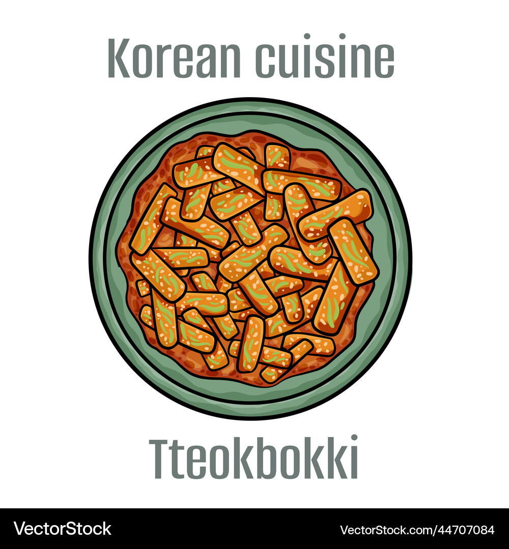 Tteokbokki it is usually made with rice cake Vector Image