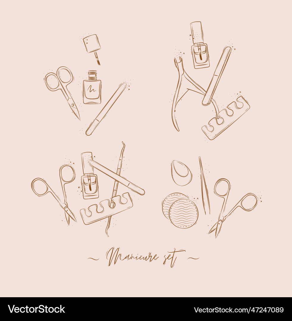 Manicure and pedicure tools compositions Vector Image