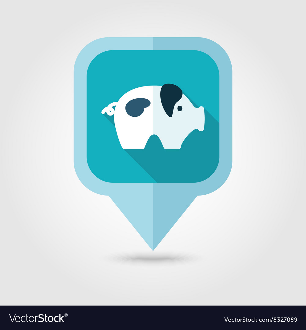 Pig flat pin map icon pointer Royalty Free Vector Image