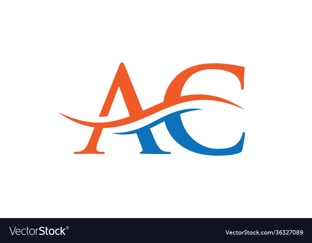 Premium letter ac logo design with water wave Vector Image