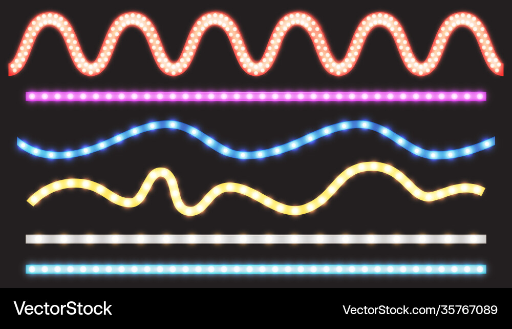 Set led strips with neon light effect Royalty Free Vector