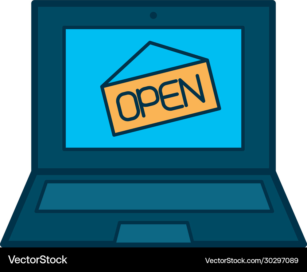 Shopping online concept laptop computer with open Vector Image