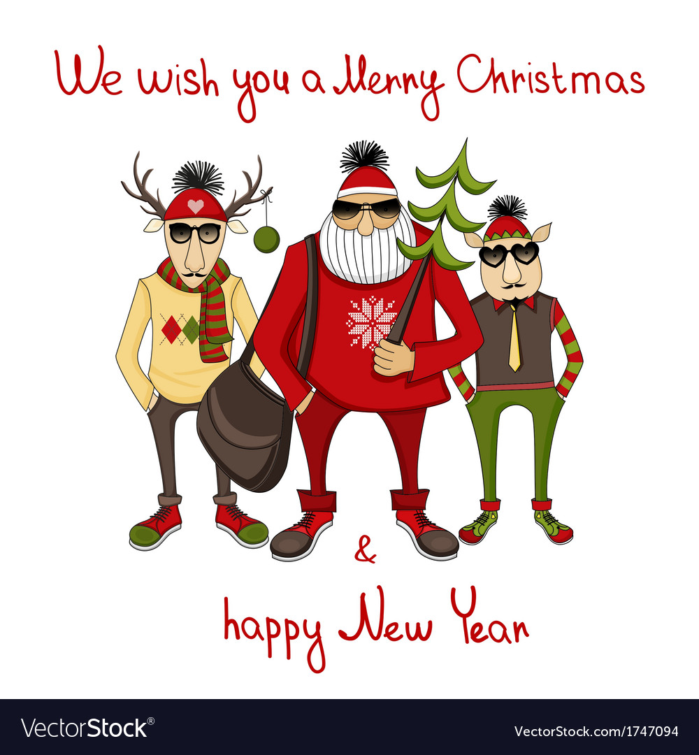 Christmas background with hipster santa Royalty Free Vector