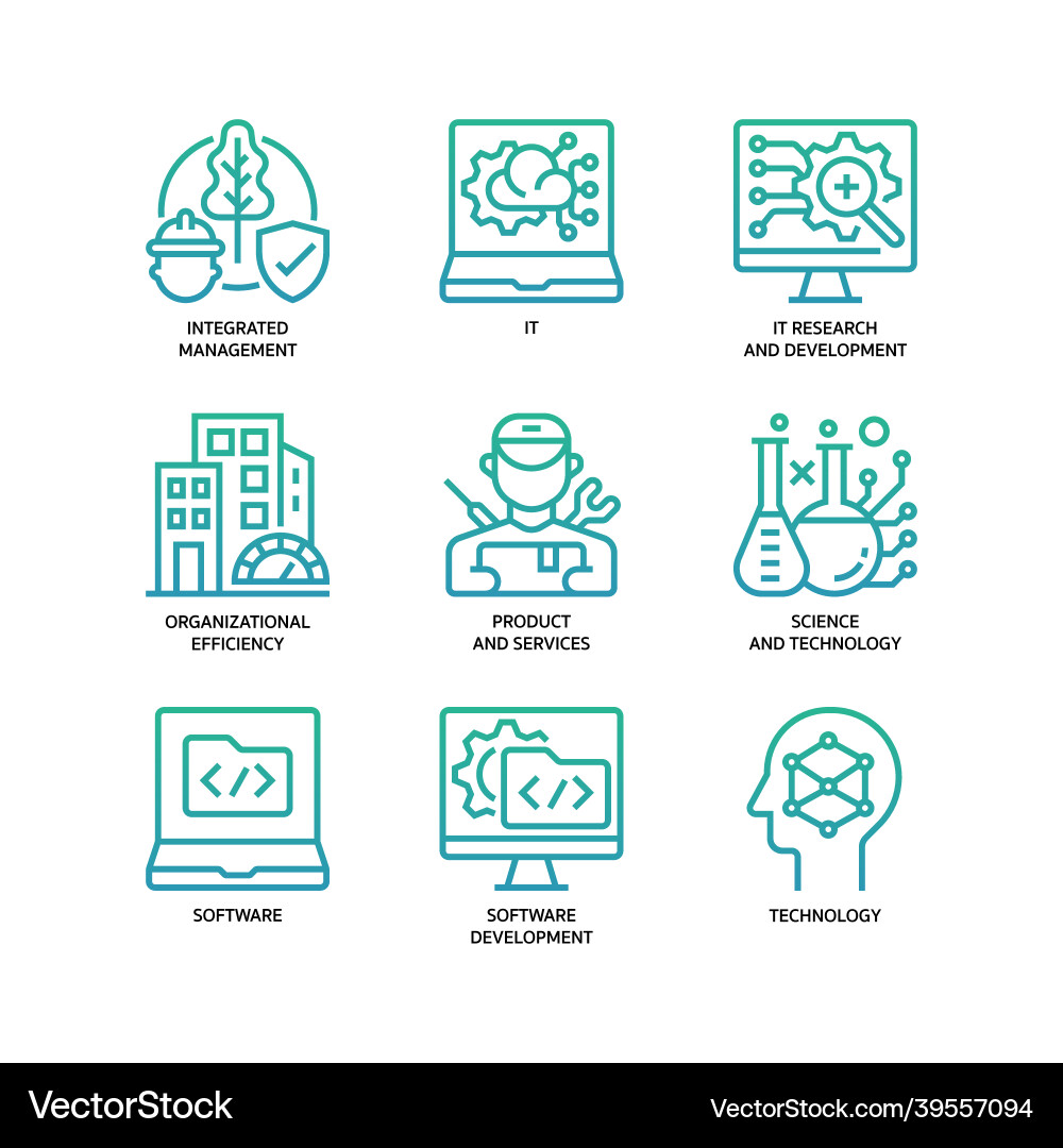 Digital economy icons set Royalty Free Vector Image
