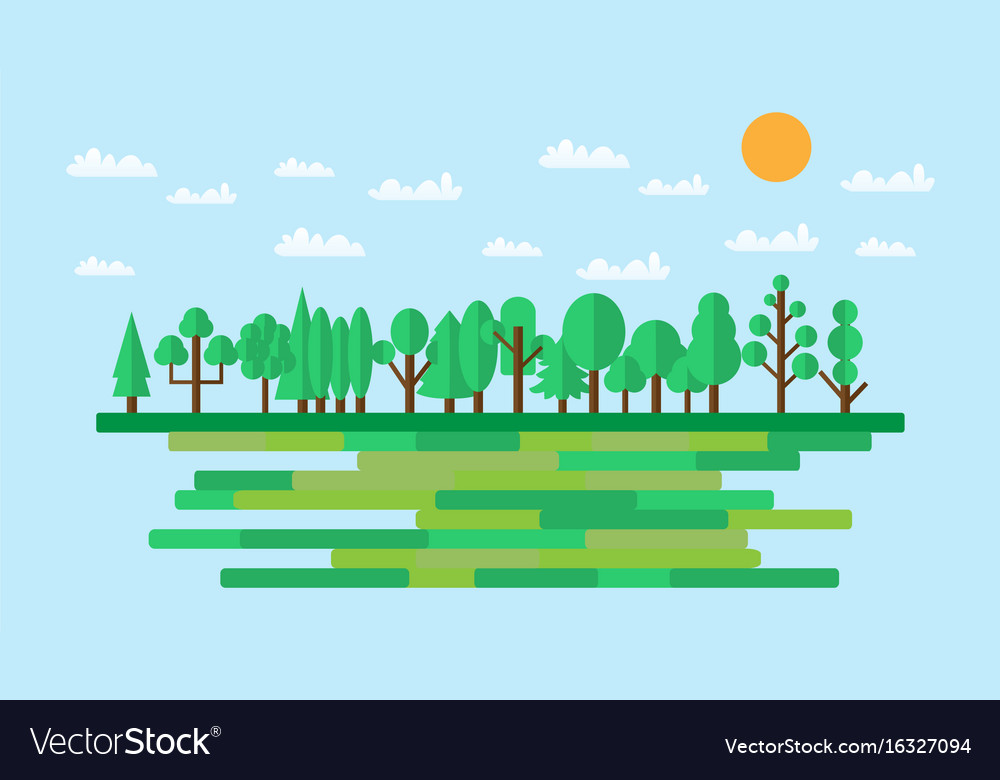 Forest in flat style summer eco lifestyle Vector Image