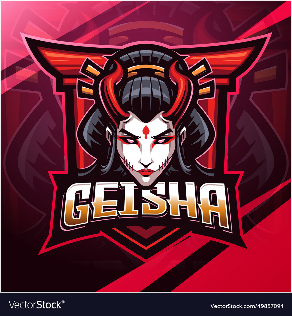 Geisha head mascot logo design Royalty Free Vector Image Geisha head mascot logo design Royalty Free Vector Image