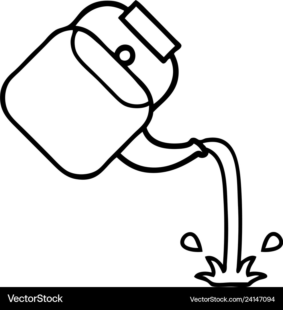 Line drawing cartoon pouring kettle Royalty Free Vector