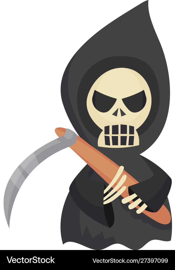 Death holds a scythe halloween object Royalty Free Vector