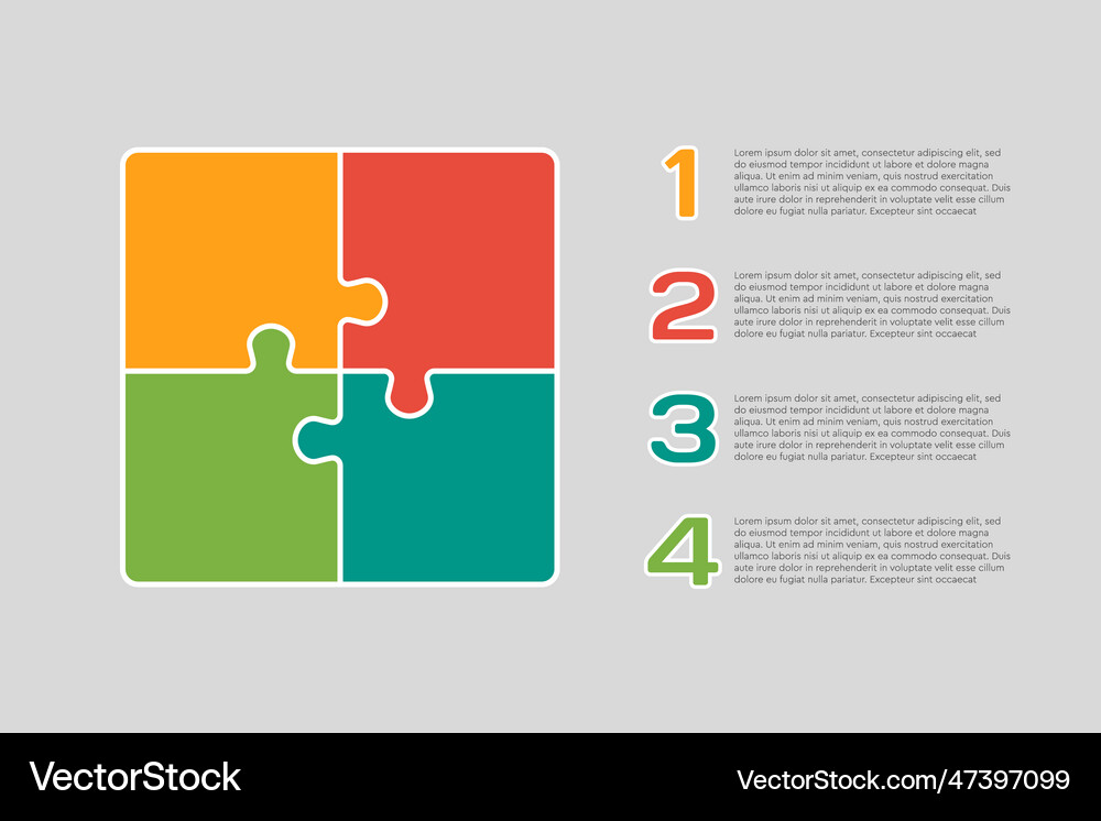 Diagram infographic for 4 steps square puzzle Vector Image