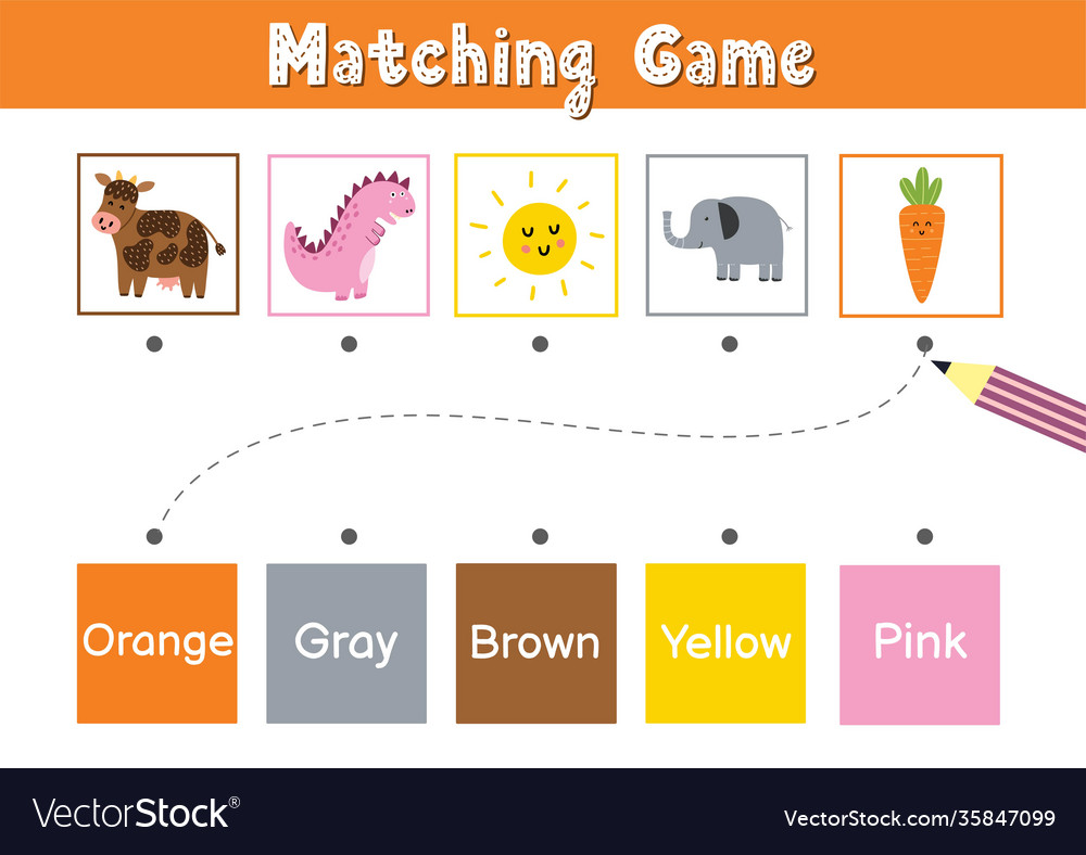 Match animals and elements color educational Vector Image