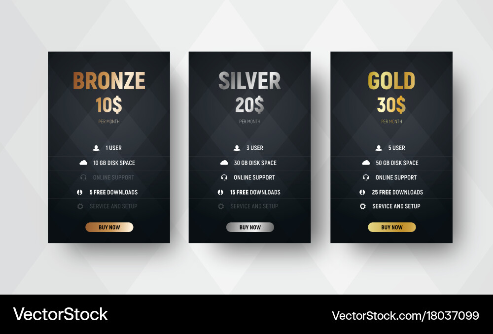 Template premium price tables with a black Vector Image