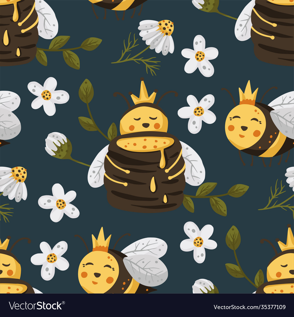 Bee seamless pattern Royalty Free Vector Image