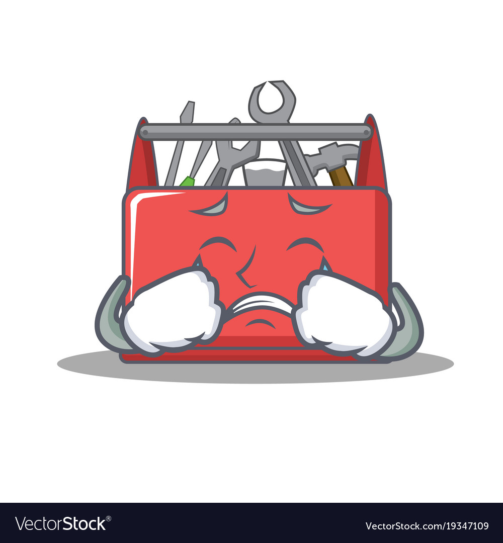 Crying tool box character cartoon Royalty Free Vector Image Crying tool box character cartoon Royalty Free Vector Image